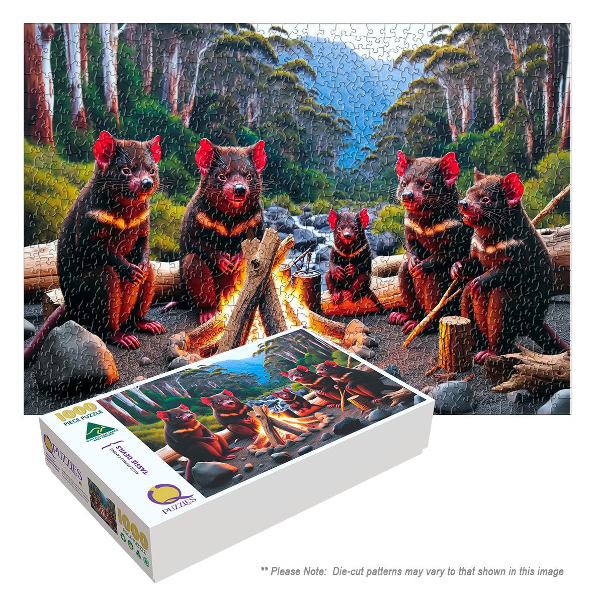 Aussie Animals Camping - Tassie Devils (Landscape) - QPuzzles