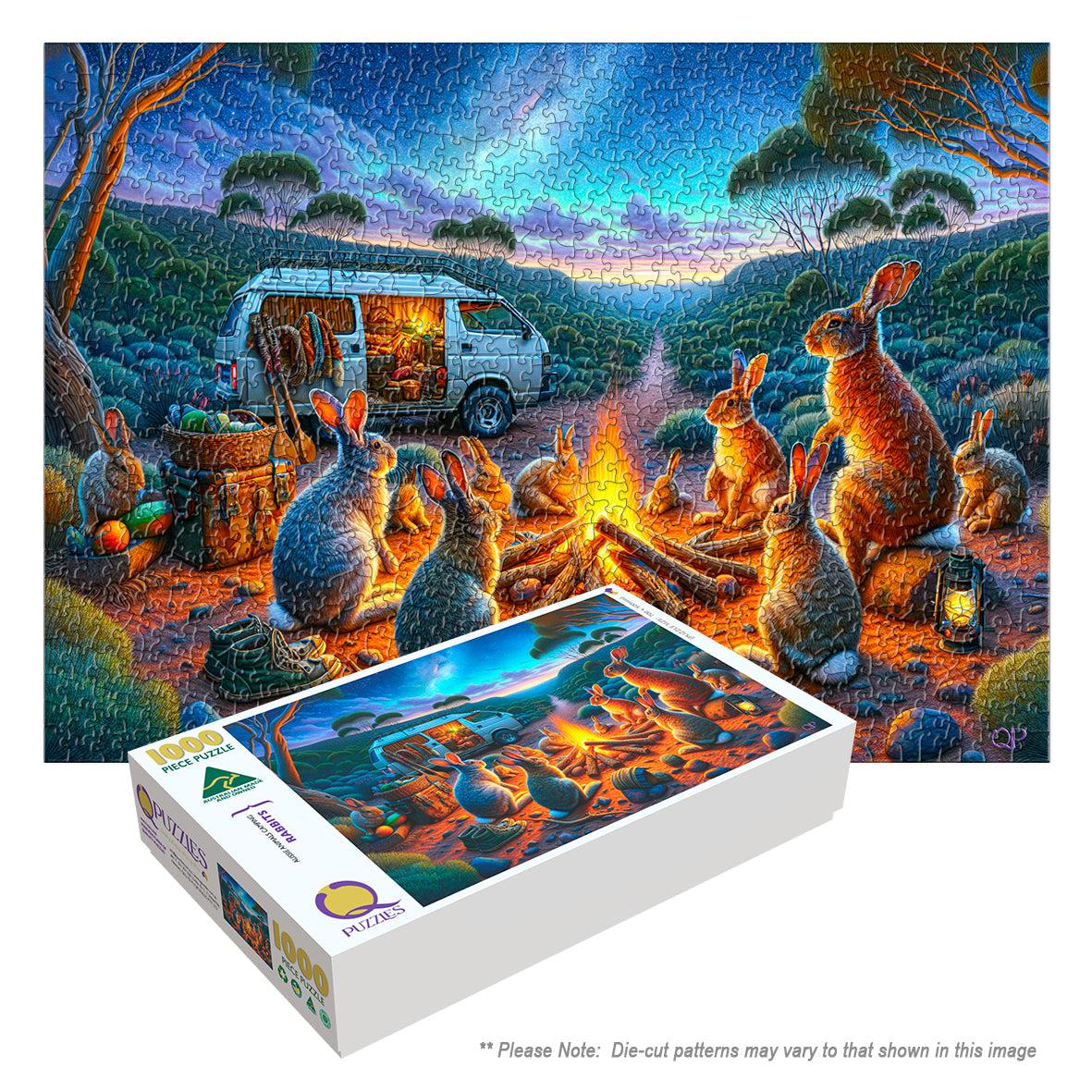 Aussie Animals Camping - Rabbits (Landscape) - QPuzzles