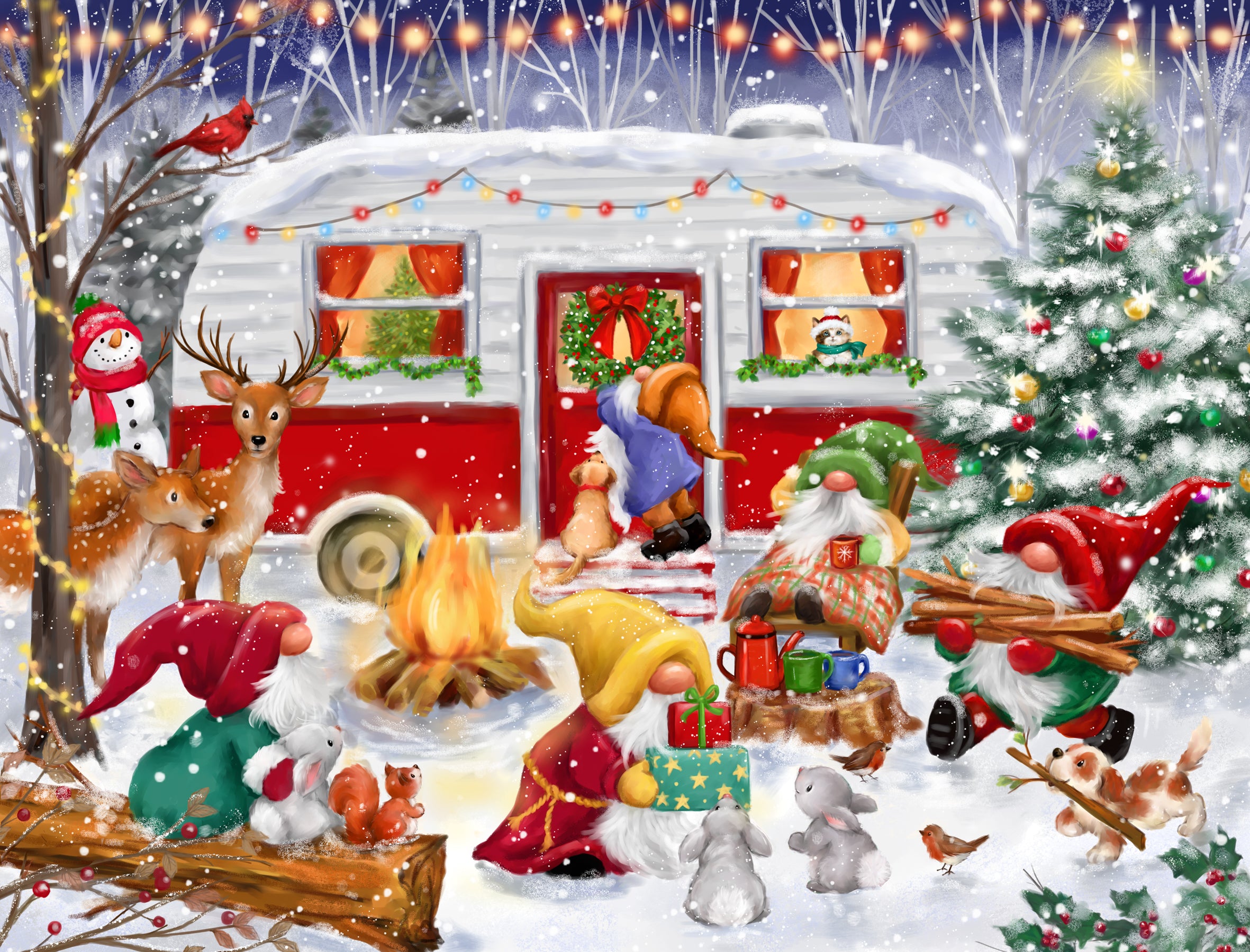 Christmas Camping Gnomes (Landscape) - Puzzles Qld Pty Ltd