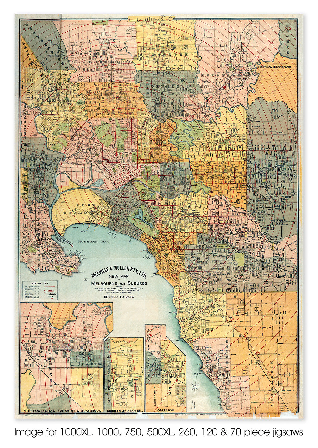 New Map of Melbourne and Suburbs, circa 1909 - Puzzles Qld Pty Ltd